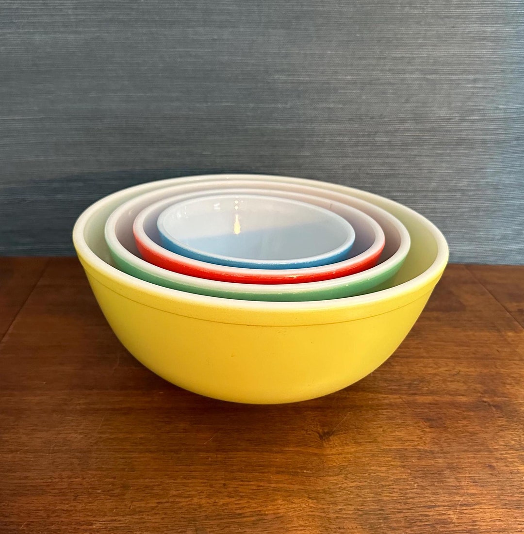 Vintage Full Set of Four Primary Pyrex Bowl - Etsy