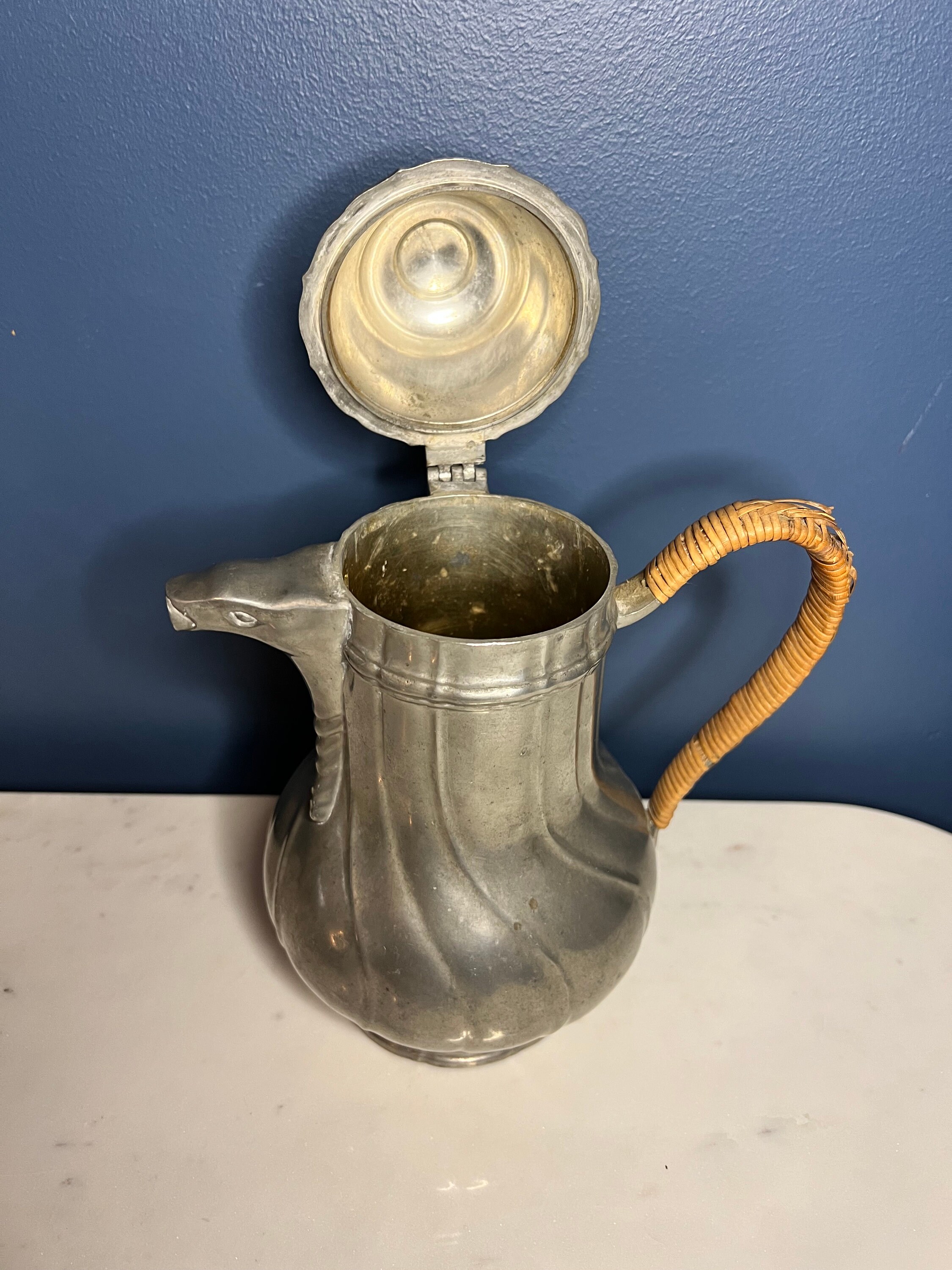 Rare Antique 30s Louis Moriggi Fils Pewter Tea Pot With Animal Spout ...