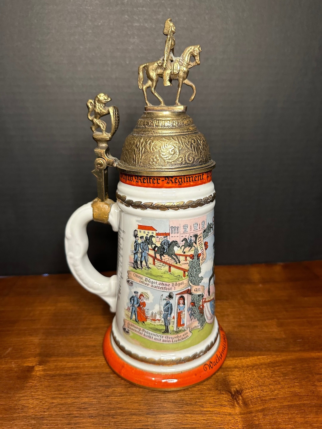 Vintage Schweizer. Reiter-regiment Prinz Carl Bayern Lidded Stein ...