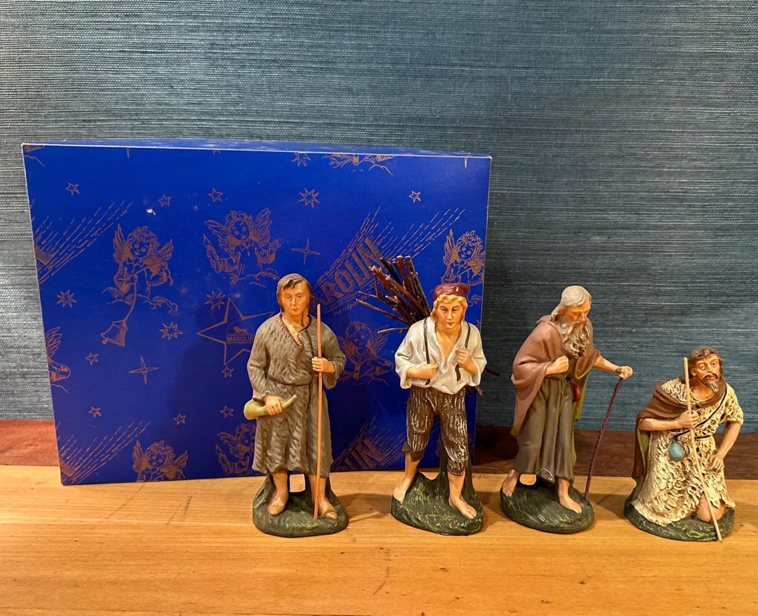 Vintage Set of Marolin Nativity Figures Including Townsmen and ...