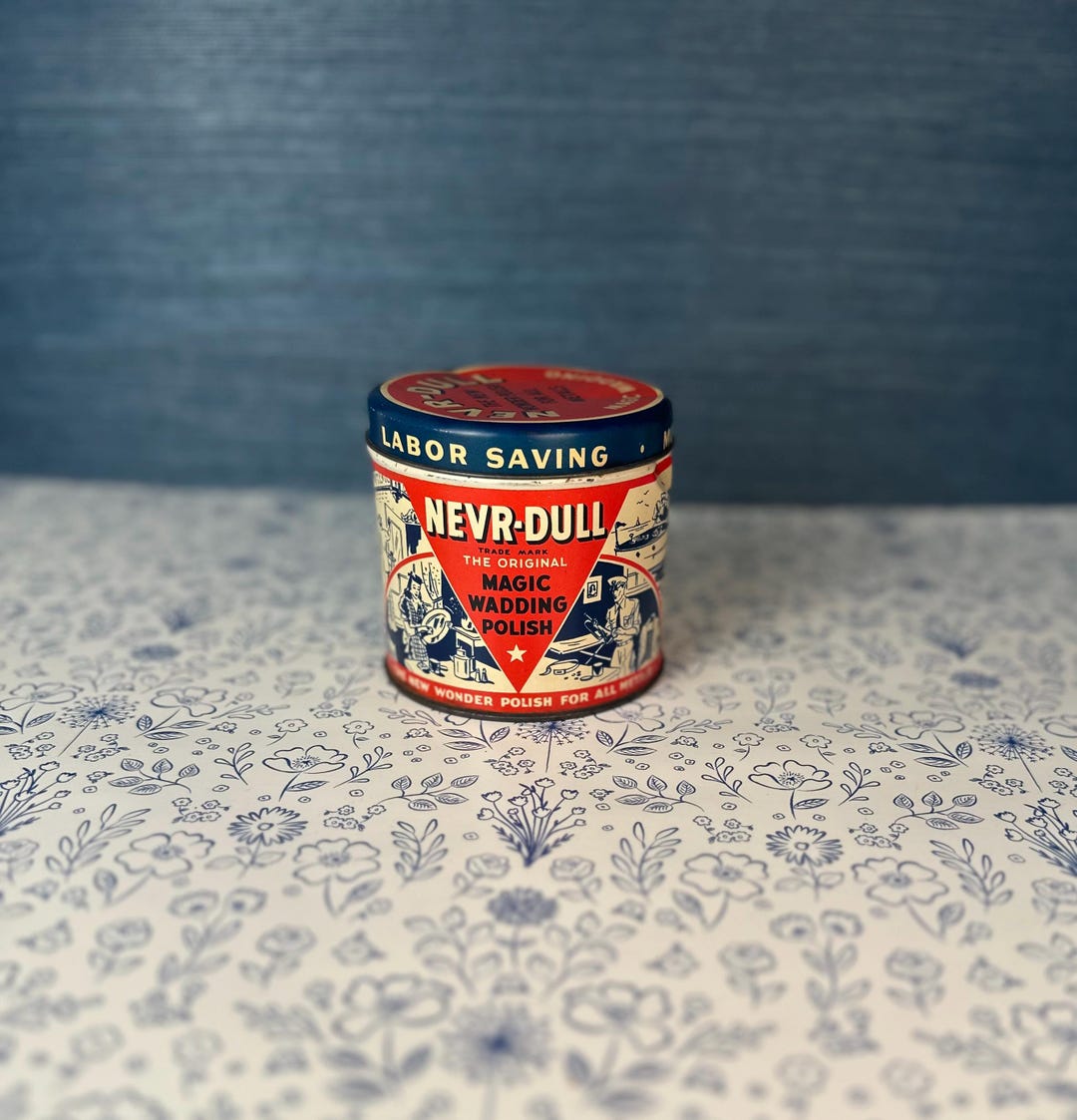 Vintage 1940s NEVR-DULL Magic Wadding Polish Tin - Etsy