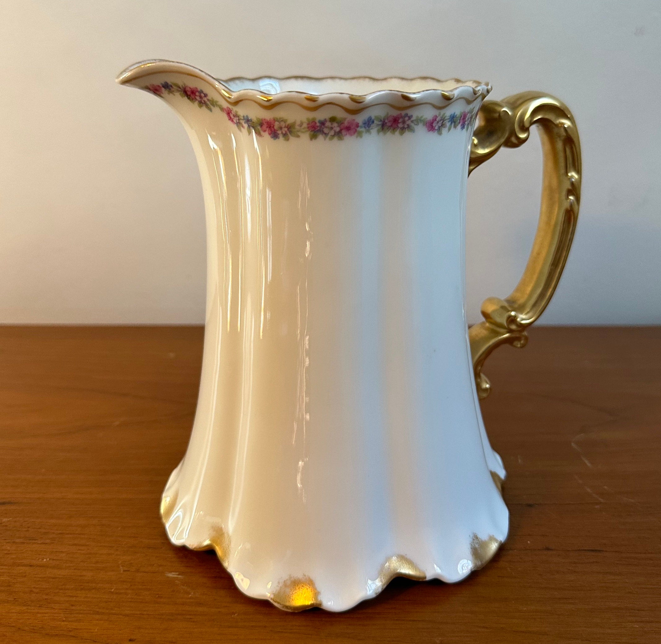 Hand Painted Haviland Limoges Water Pitcher, 24 Karat Gold Trim, C ...