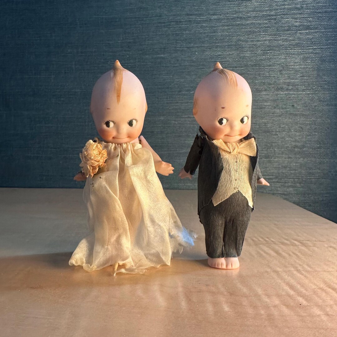 Authentic Pair of Antique German All-bisque Kewpie Bride and Groom ...