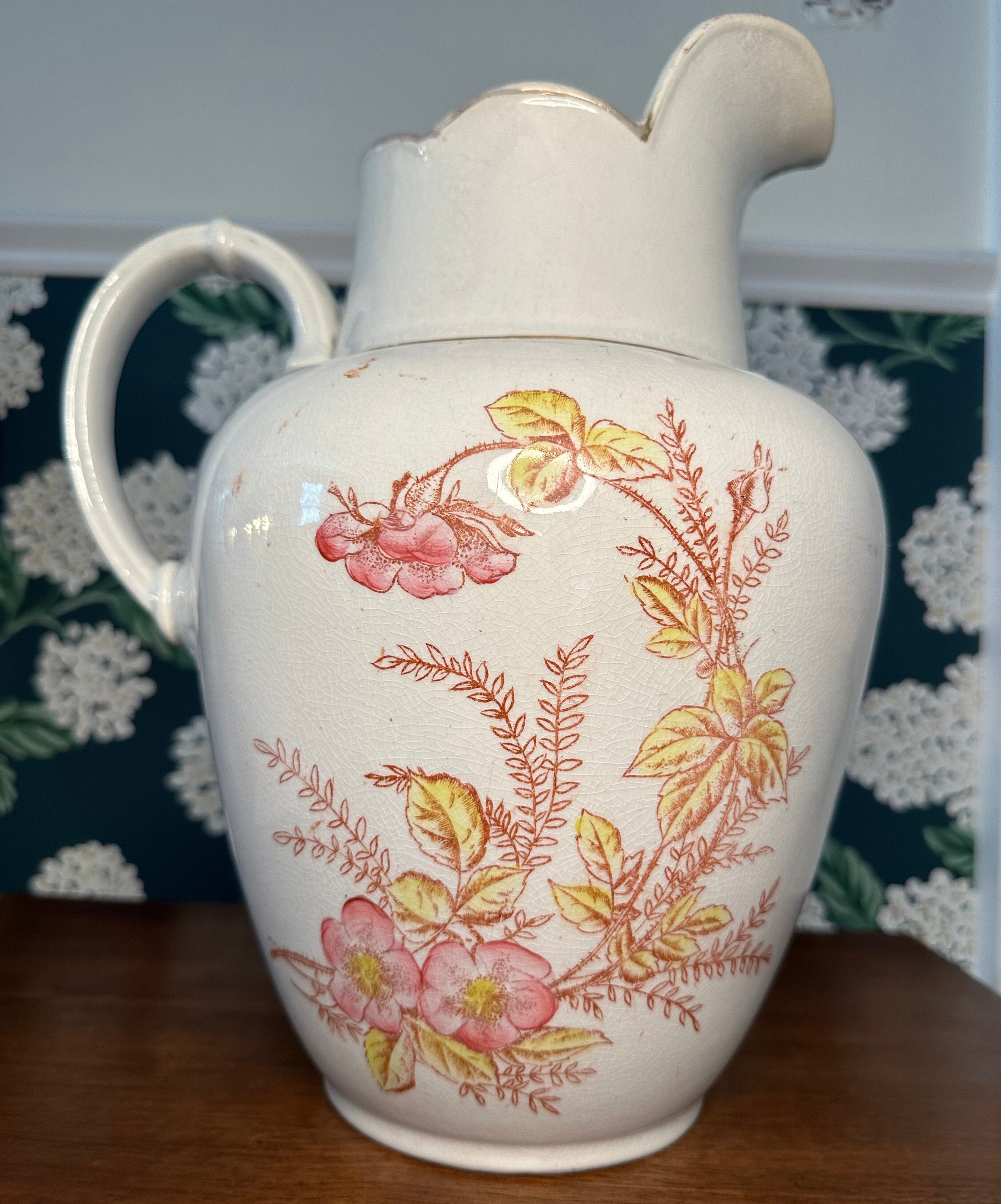 Antique Victorian Ironstone Water Pitcher by Findlay - Etsy