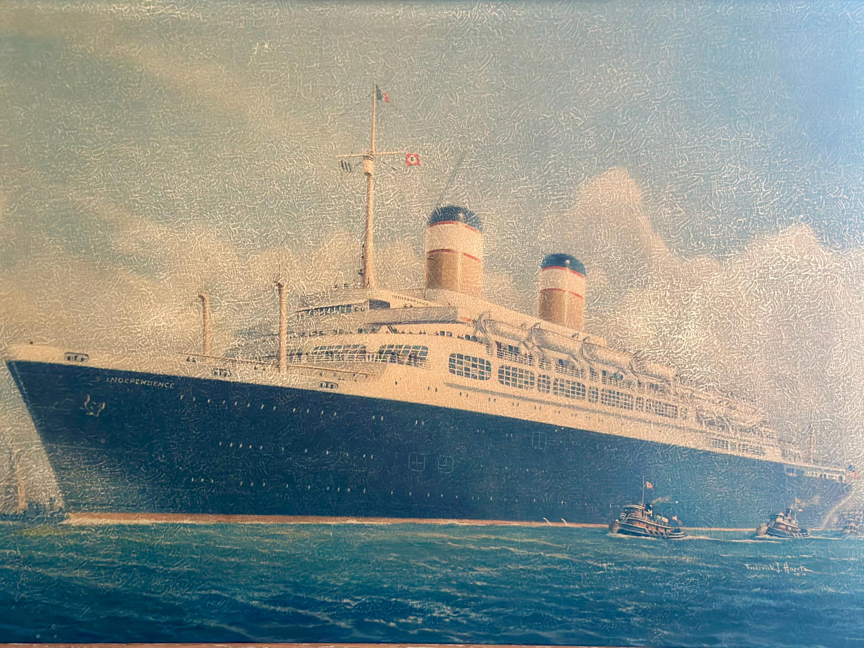 Mid 20th Century SS Constitution, American Export Lines, Print on Board ...