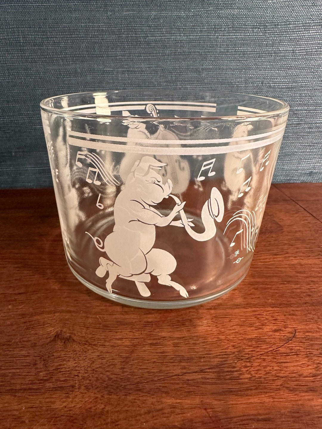 Vintage Hazel Atlas Dancing Pigs Glass Ice Bucket - Etsy