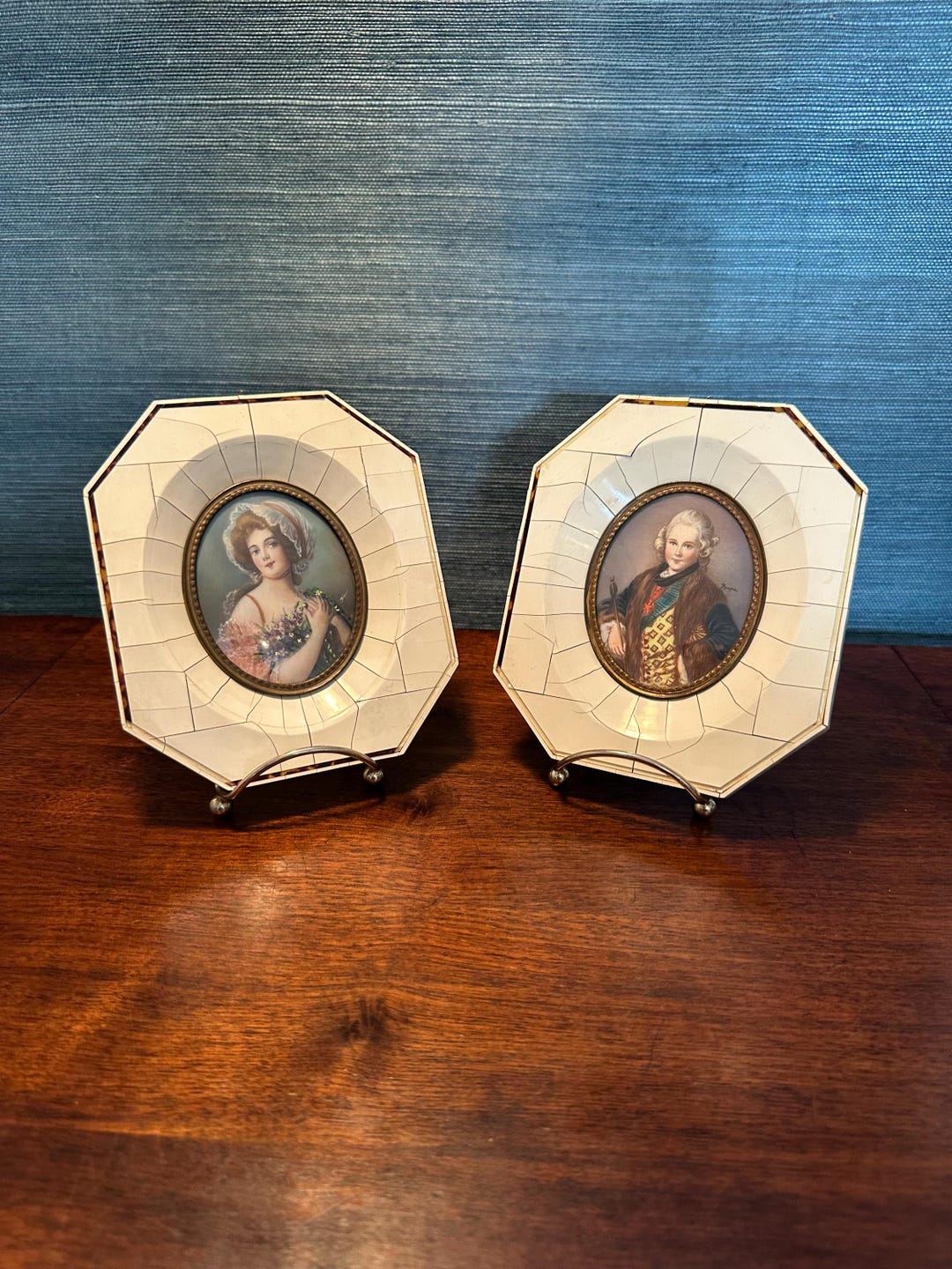 Rare Signed 1800s Victorian Miniature Portrait Paintings: Bone ...
