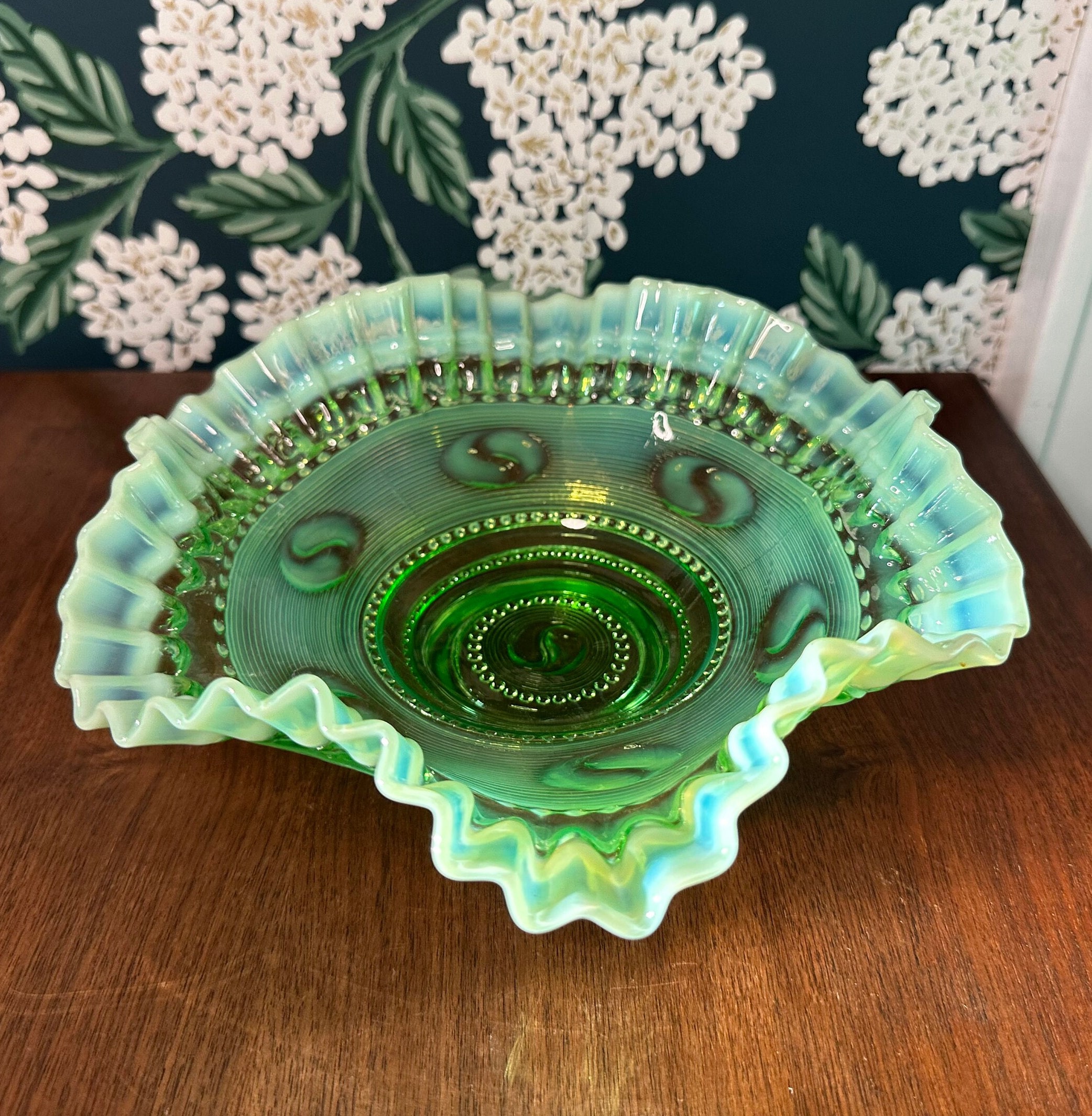 Rare Antique Vintage Jefferson Glass Green Astro Pattern - Etsy