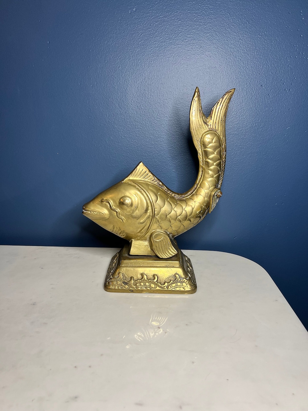 Vintage Heavy Brass Koi Fish Statue - Etsy