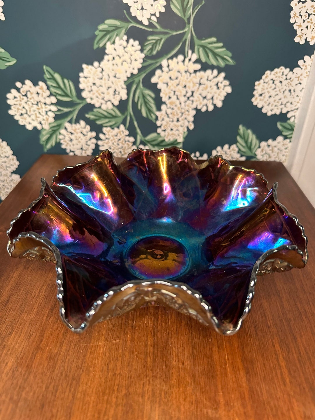 Antique Imperial Glass Diamond Ring Iridescent Carnival Glass - Etsy