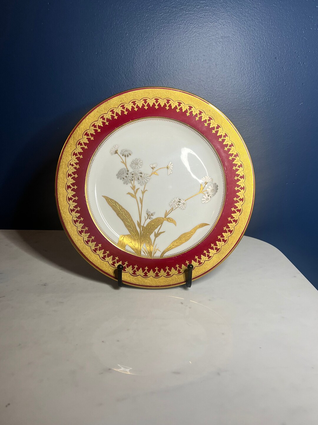 Vintage Gold Overlay Gilded Floral Plate - Etsy