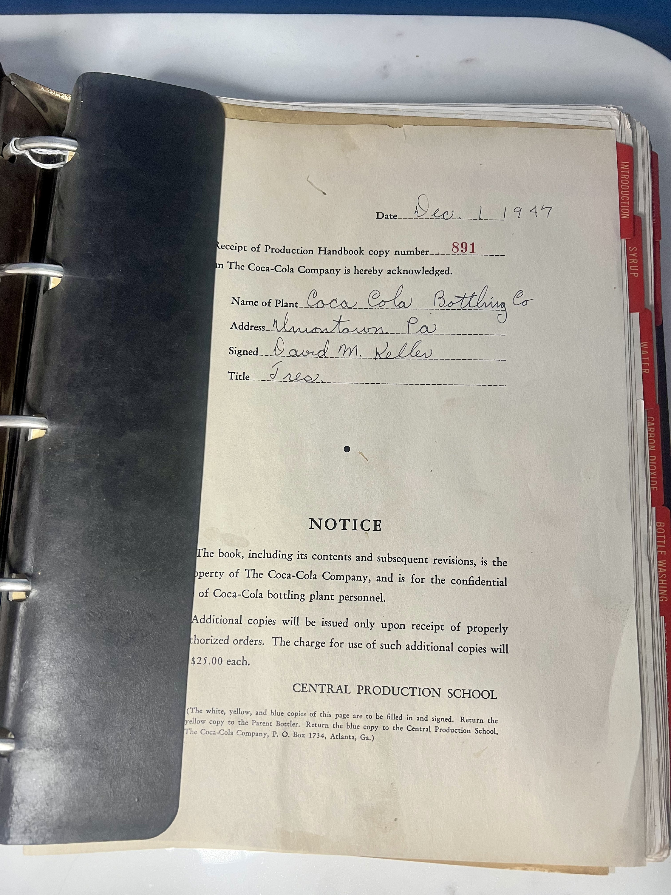 1947 Coca-cola Company Production Handbook Binder - Etsy