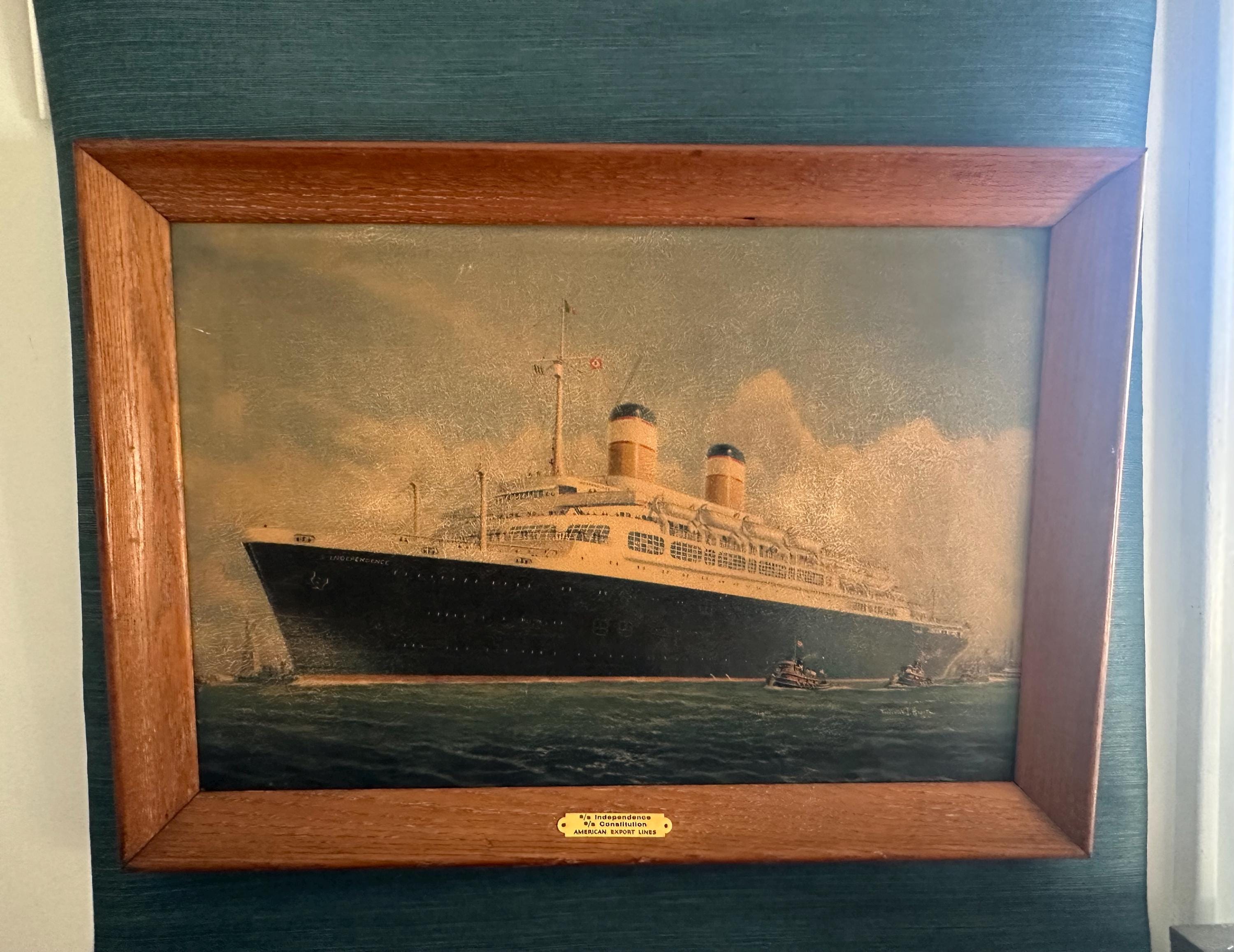 Mid 20th Century SS Constitution, American Export Lines, Print on Board ...