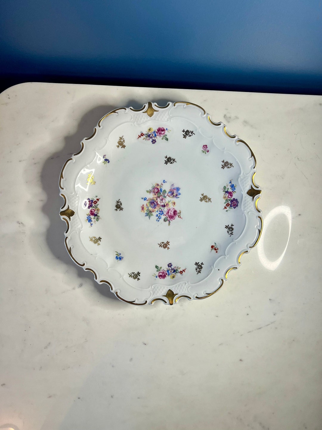 Antique Reichenbach Fine China Plate With Scalloped Edges and Gold ...