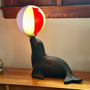 Vintage Circus Seal Lamp With Handblown Glass Beachball Globe Shade - Etsy