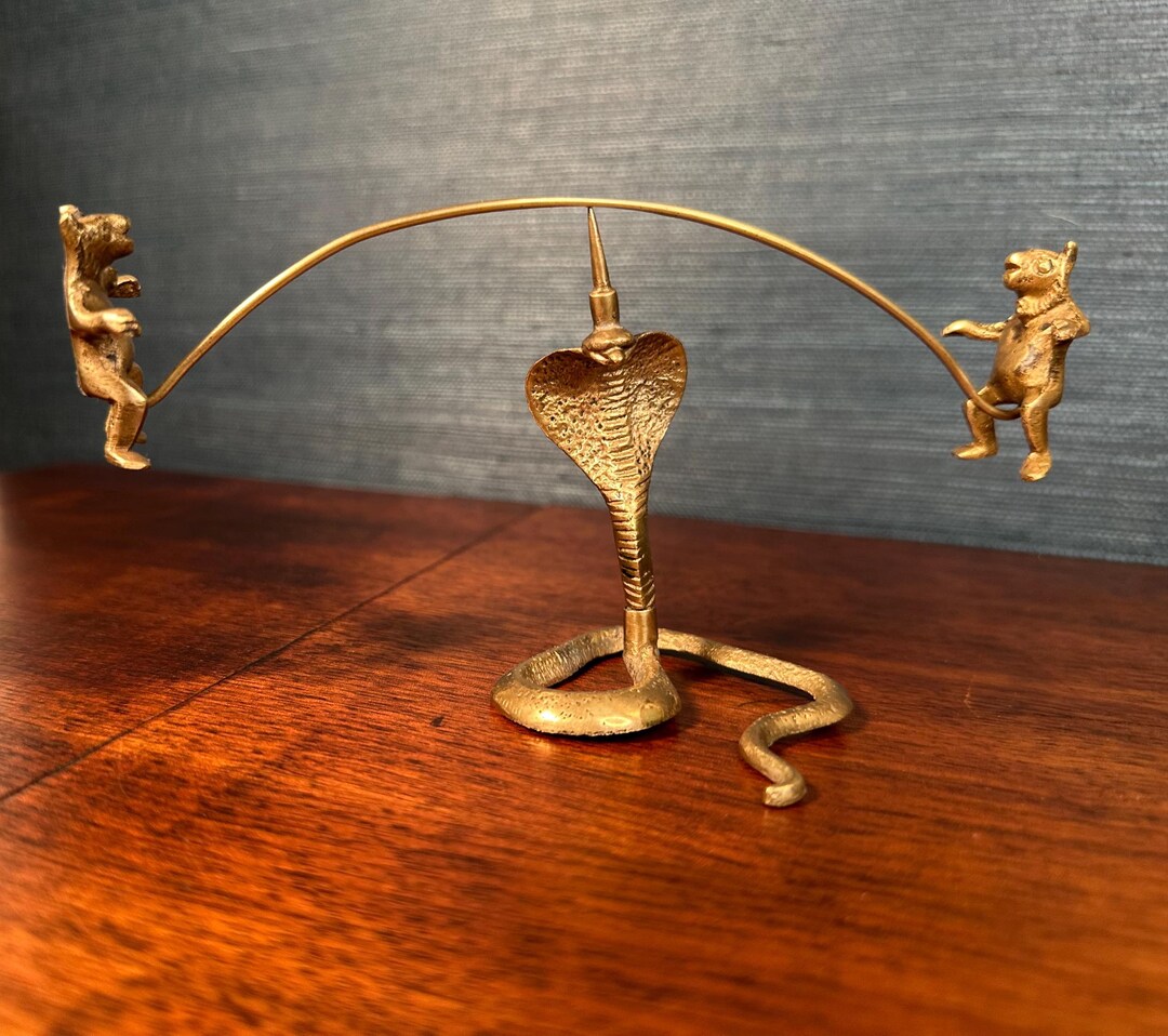 Vintage Brass Kinetic Sculpture / Balancing Toy Featuring Bears and a ...