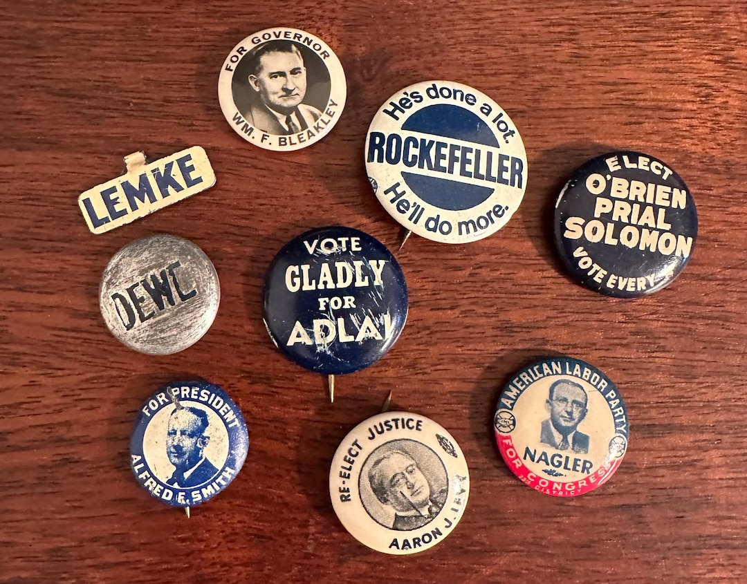 Vintage Lot of 9 Political Pinback Buttons, 1928-1966 - Etsy