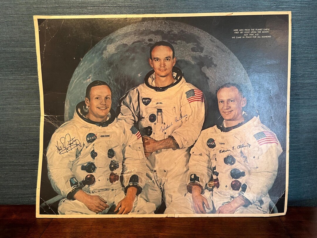 Vintage Original 1969 Apollo 11 Poster Featuring Neil Armstrong, Buzz ...