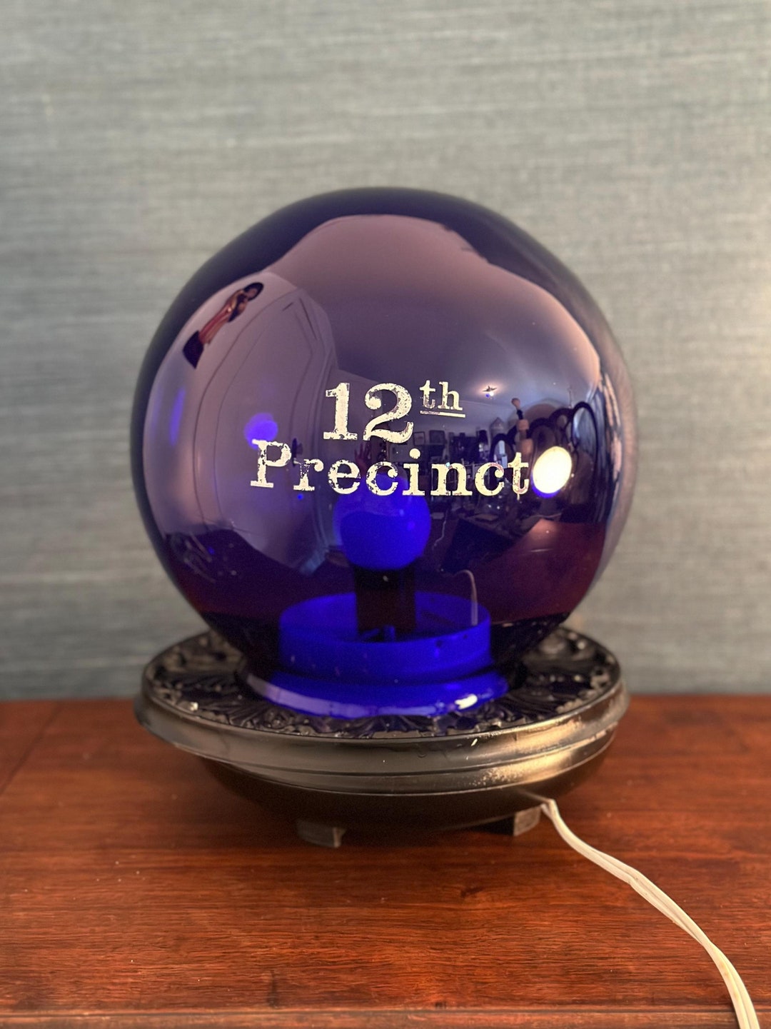 Vintage Blue Glass 12th Precinct Globe Light - Etsy