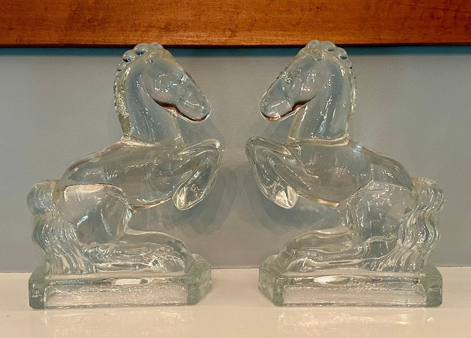 Vintage Pair of LE Smith Clear Mold Glass Horse Bookends - Etsy