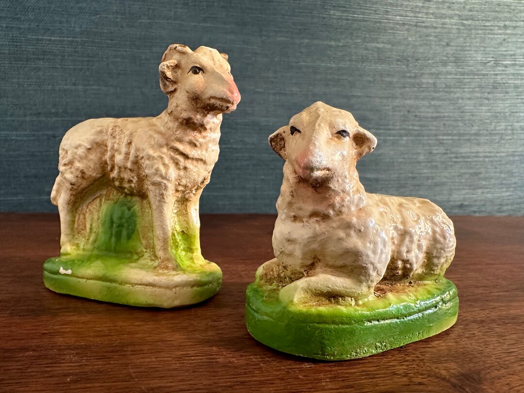 Vintage Chalkware Nativity Scene Creche Sheep and Ram - Etsy