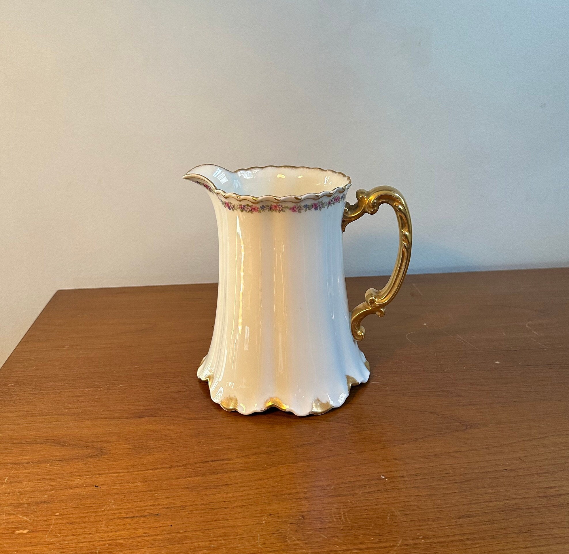 Hand Painted Haviland Limoges Water Pitcher, 24 Karat Gold Trim, C ...