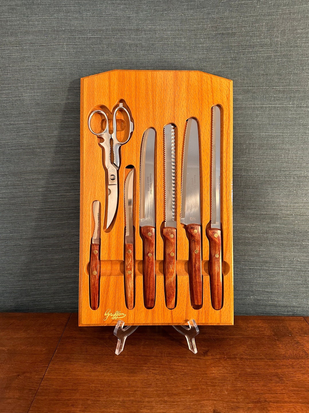Vintage Never Used Griffon Seven Piece Knife Set in Original Box / With ...