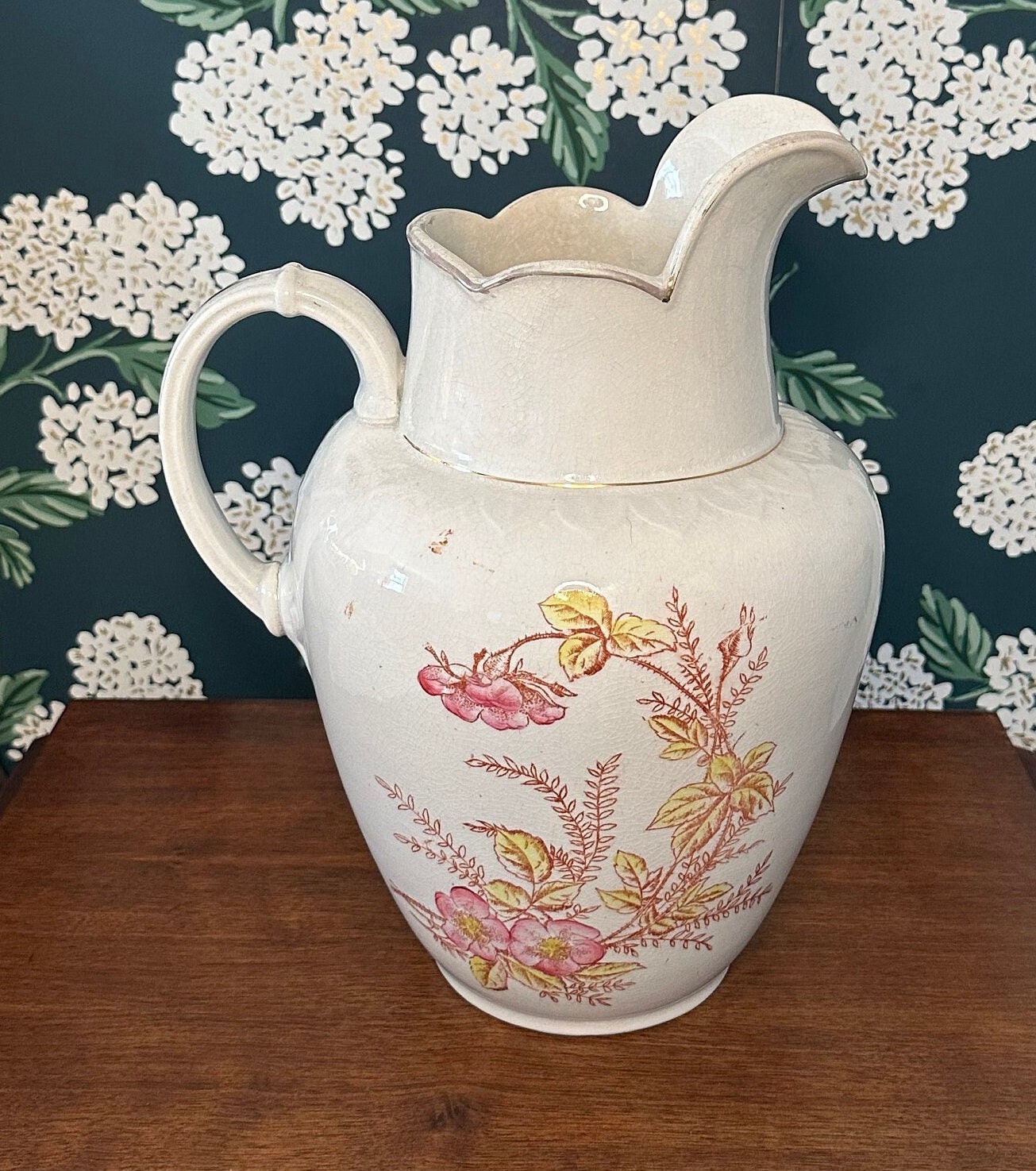 Antique Victorian Ironstone Water Pitcher by Findlay - Etsy