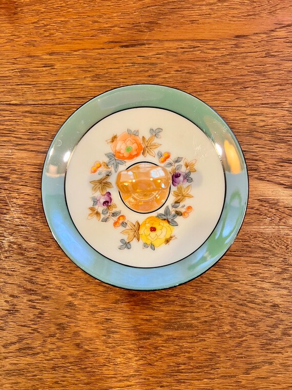 Vintage Noritake Lusterware Hand Painted Floral Dish - Gem