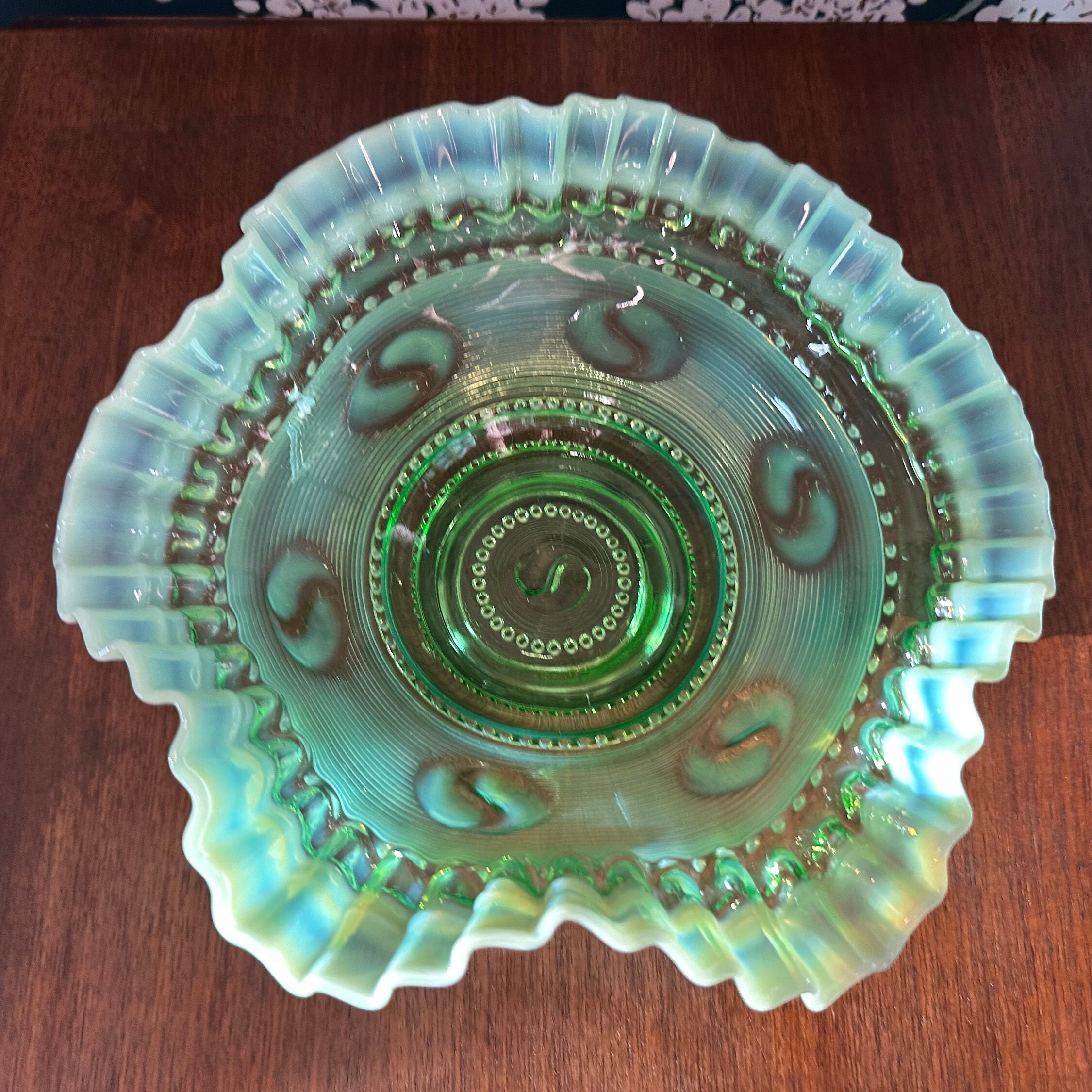 Rare Antique Vintage Jefferson Glass Green Astro Pattern - Etsy