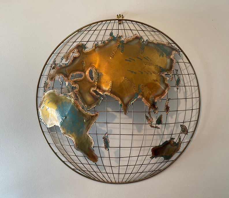 One Half of Curtis Jeré the World Brass Map Sculpture please Read ...