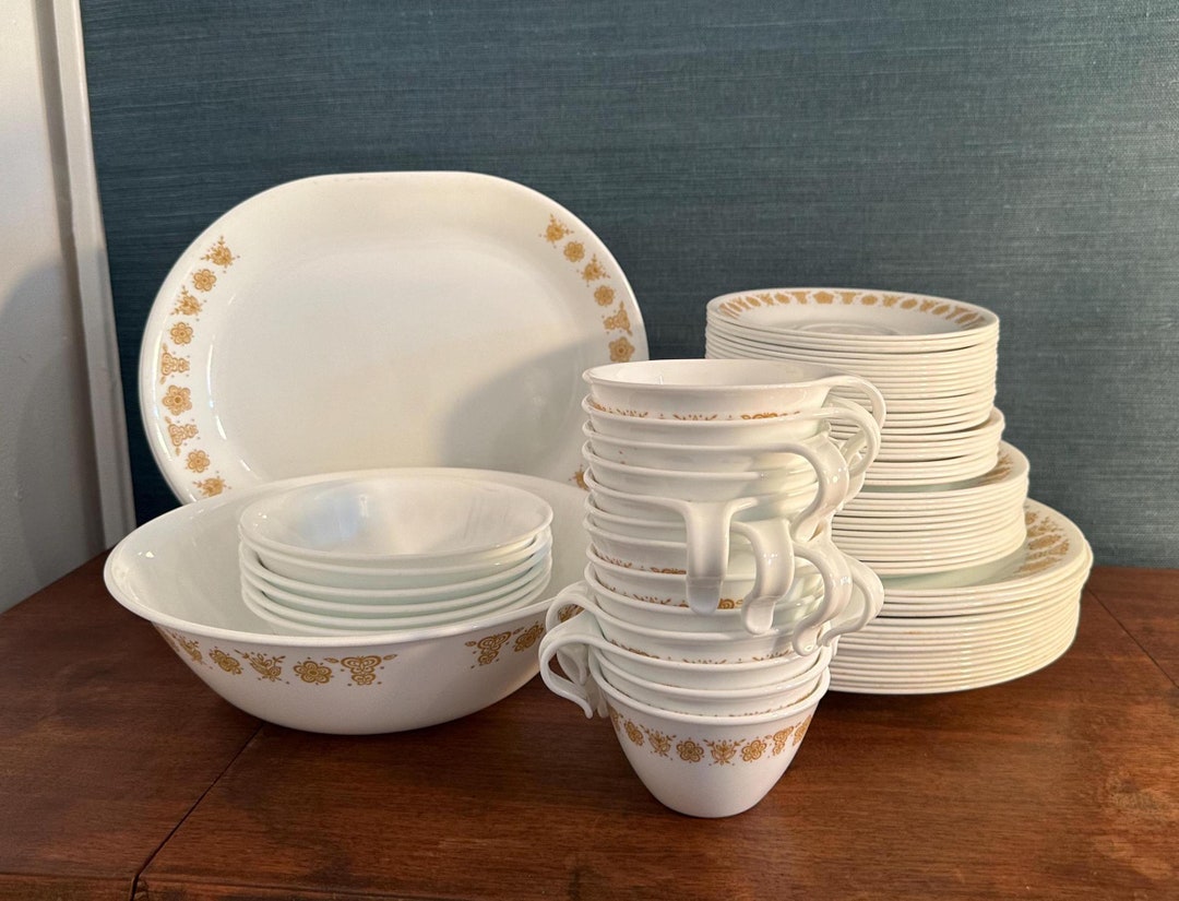 Vintage 77-piece Butterfly Gold Corelle Corningware Dinnerware Set - Etsy