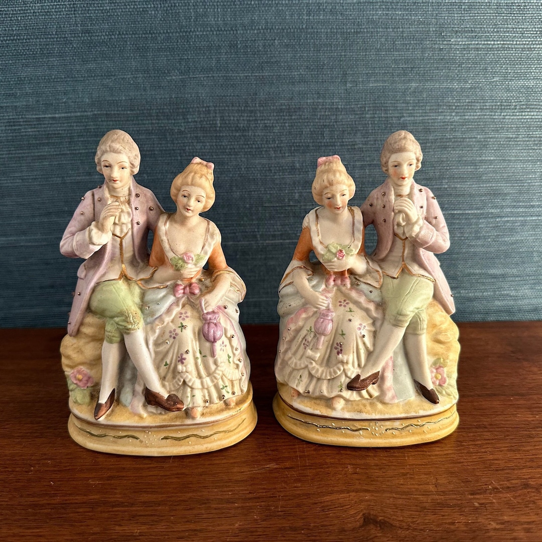 Pair of Vintage Bisque Porcelain Man & Woman Figurines by Maruyama ...