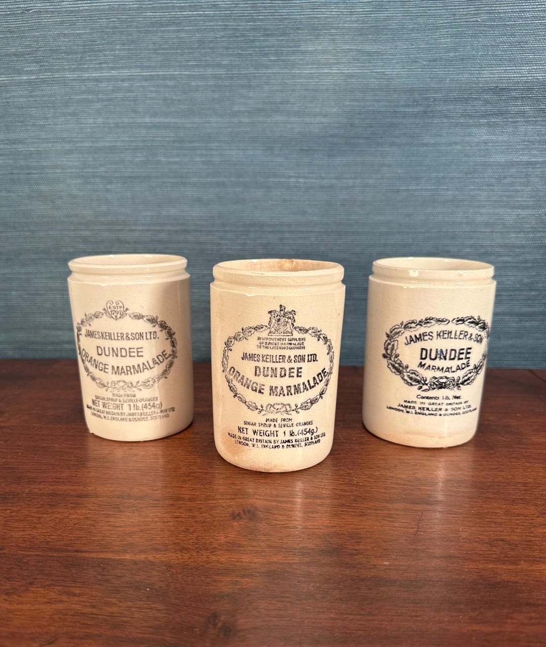 Trio of Antique James Keiller & Son Ltd. Dundee Marmalade Stoneware ...