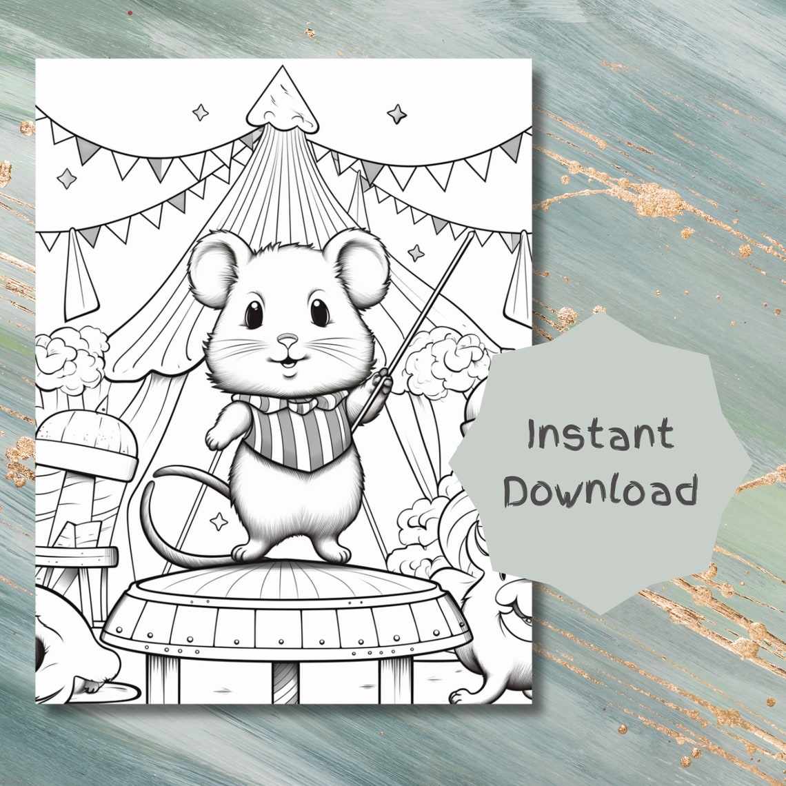 Circus Hamster Animal Coloring Page - Etsy