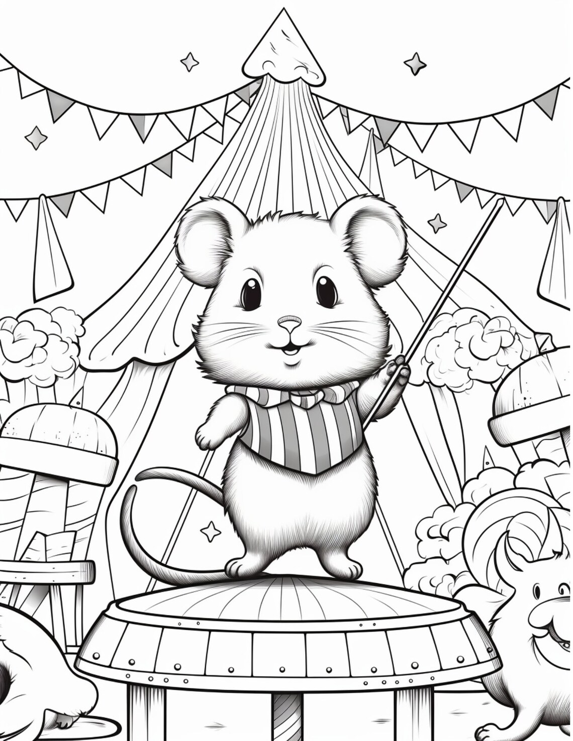 Circus Hamster || Animal Coloring Page - Etsy