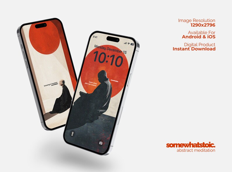 Set of 4 Abstract iPhone Wallpaper, Stoicism Motivation Phone Wallpaper ...
