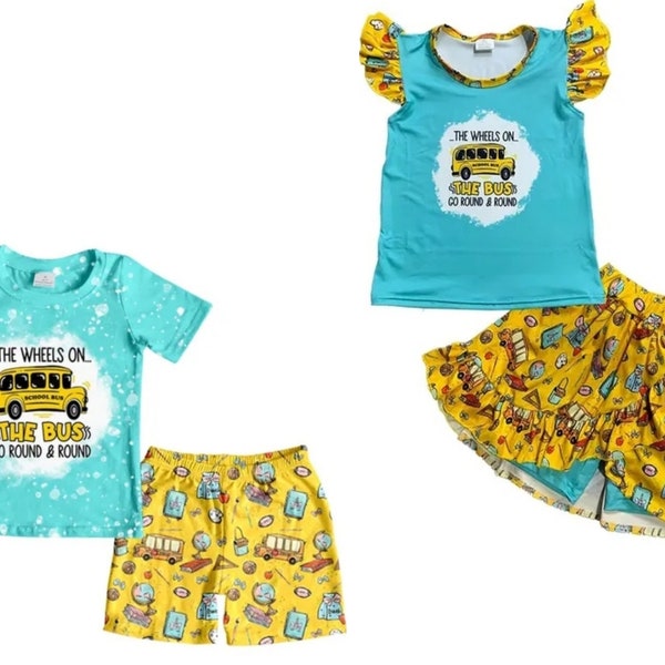 Wheels on the Bus Girls Outfit - Etsy
