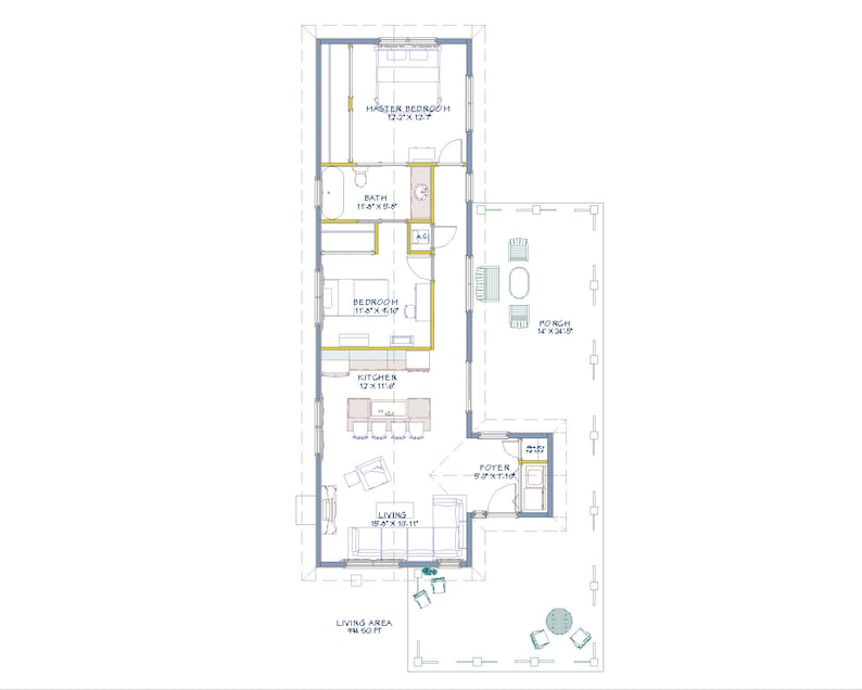 Plano de casa de campo en PDF: 2 dormitorios, 1 baño y porche ...