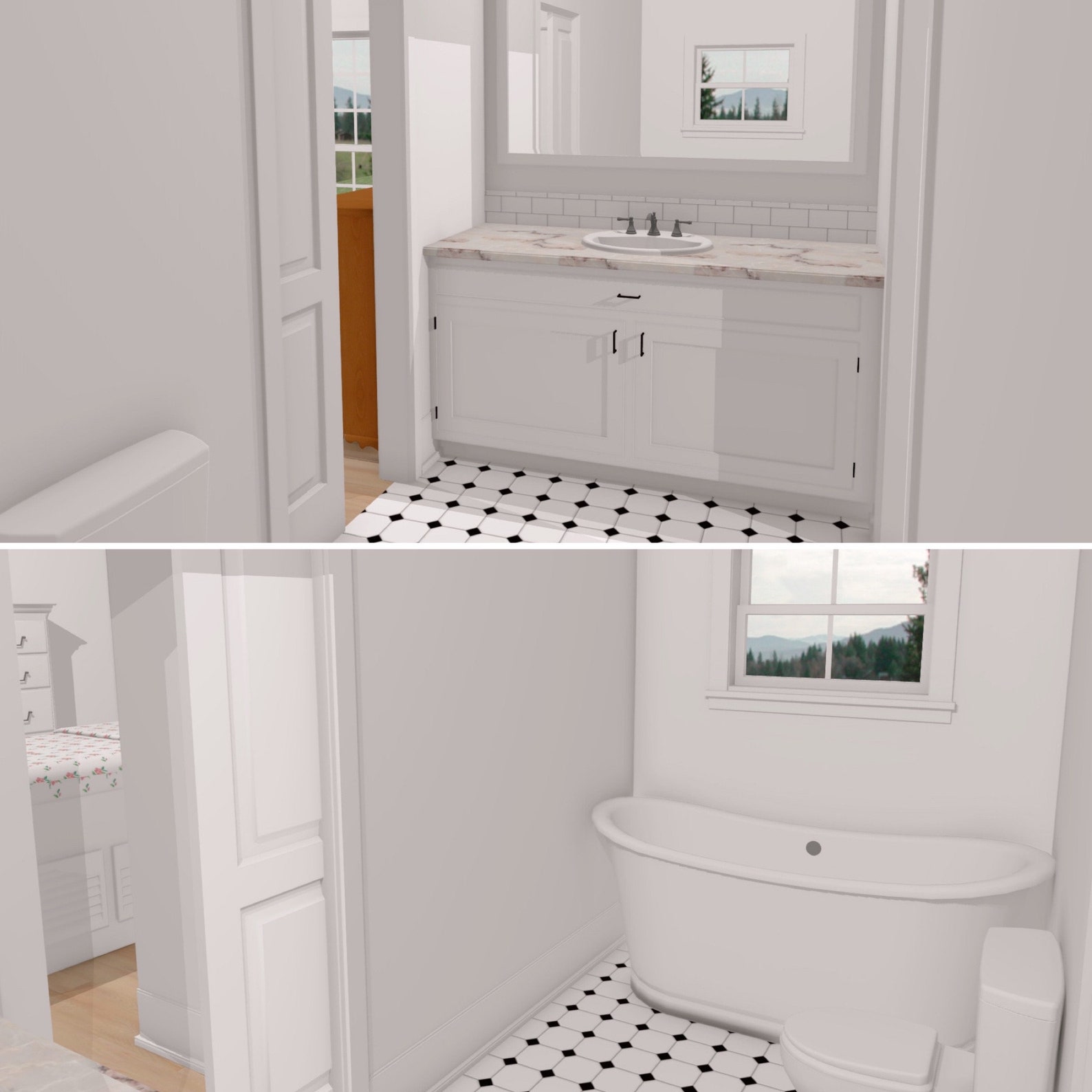 Plano de casa de campo pequeña con acceso a vivienda (ADU): 2 ...
