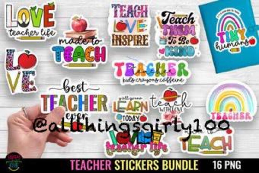 Teacher Stickers Bundle I Teacher PNG Graphic - Etsy