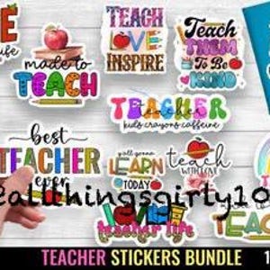 Teacher Stickers Bundle I Teacher PNG Graphic - Etsy