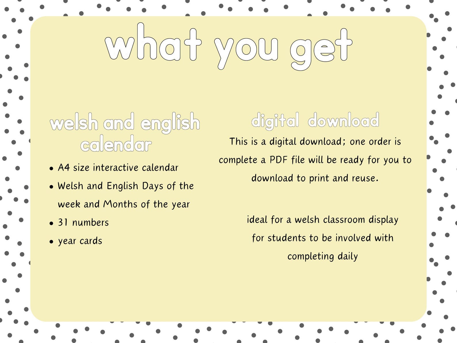WELSH CYMRAEG Classroom Calendar Chart, Interactive Learning Bulletin ...