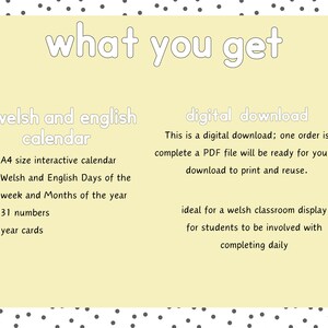 WELSH CYMRAEG Classroom Calendar Chart, Interactive Learning Bulletin ...