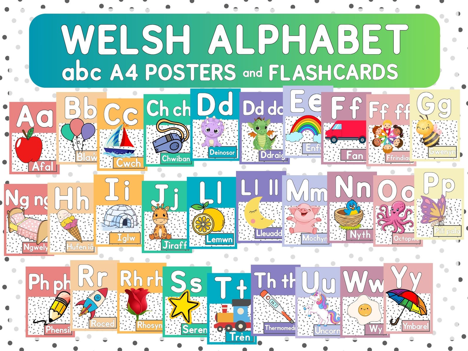 Cymrag Welsh Classroom Display Alphabet Posters and Flash Cards ...