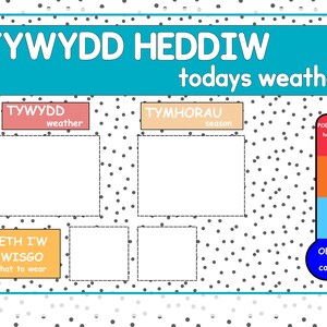 WELSH CYMRAEG Classroom Weather Chart, Interactive Learning Bulletin ...