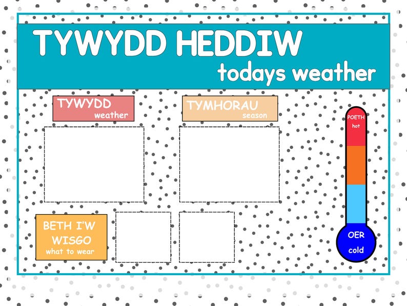 WELSH CYMRAEG Classroom Weather Chart, Interactive Learning Bulletin ...