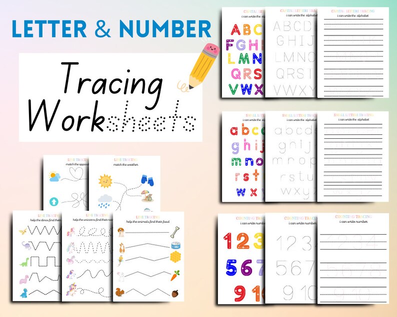 Letters Numbers Tracing Pen Control Workbook/ Preschool Learning/ Abc ...