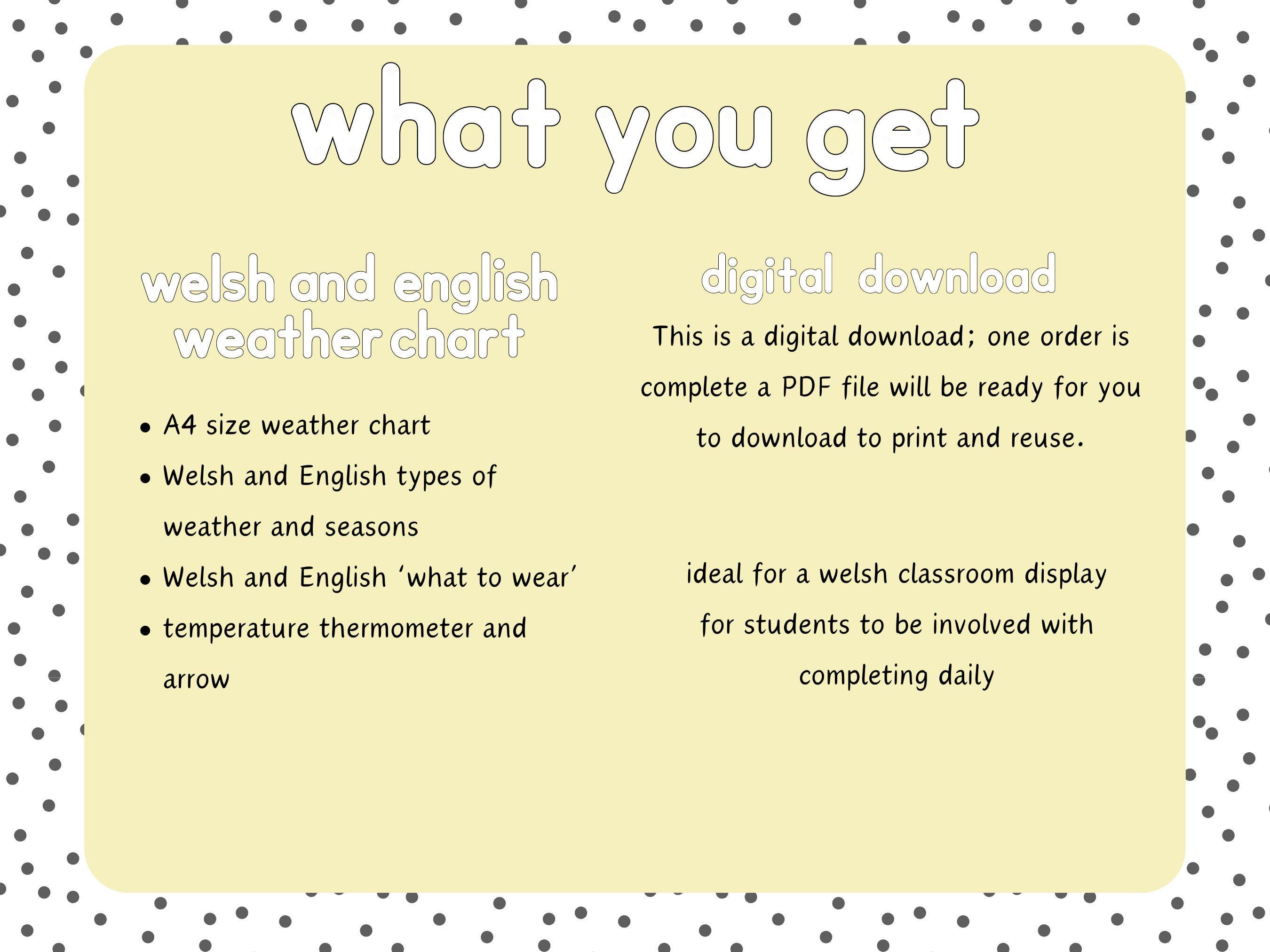 WELSH CYMRAEG Classroom Weather Chart, Interactive Learning Bulletin ...