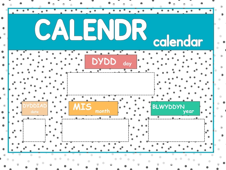 WELSH CYMRAEG Classroom Calendar Chart, Interactive Learning Bulletin ...